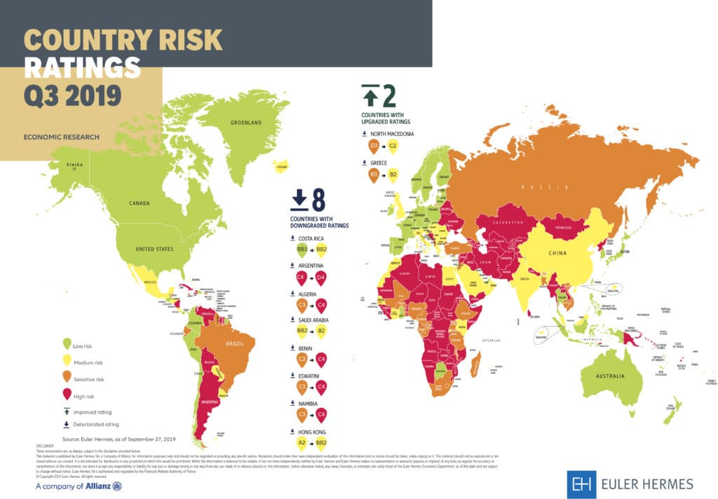 Commerce international : carte des risques sectoriels et des risques pays